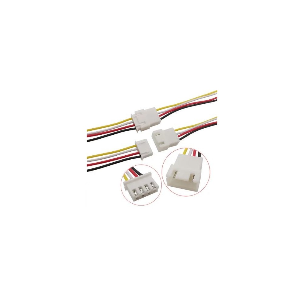 ACC446 CONNECTEUR JST XH2.54 , 4 BROCHES MALE-FEMELLE AVEC CABLE DE 2